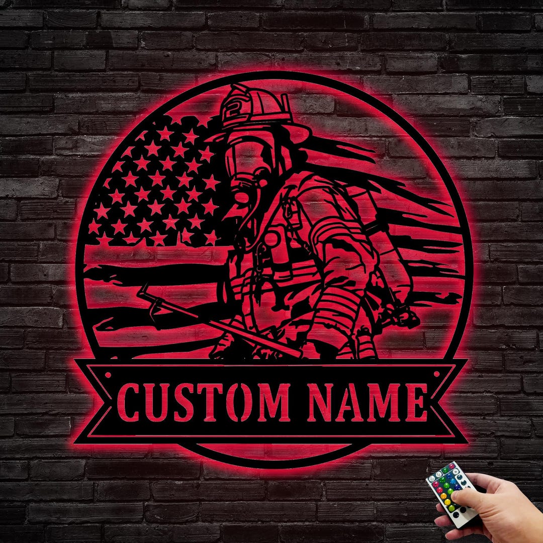 Custom Firefighter Metal Wall Sign: Personalized Fireman Decor - Etsy