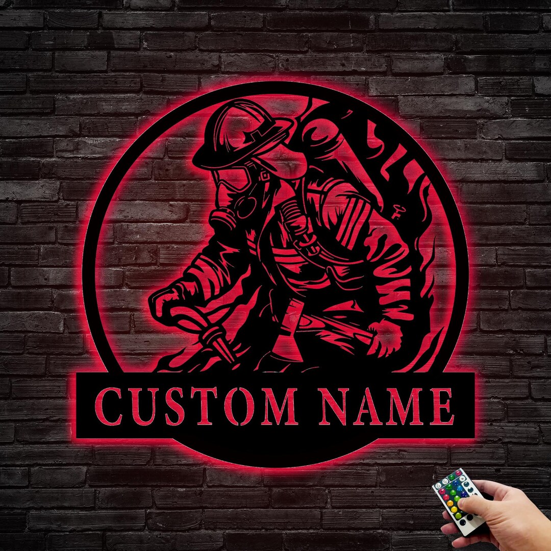 Custom Firefighter Metal Wall Sign: Personalized Fire Department Decor ...