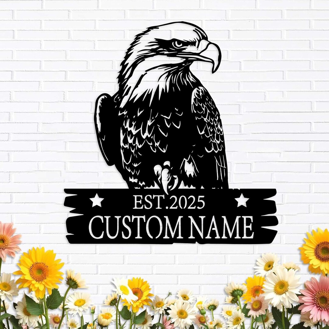 Custom Bald Eagle Metal Wall Sign, Personalized Bald Eagle Metal Wall ...