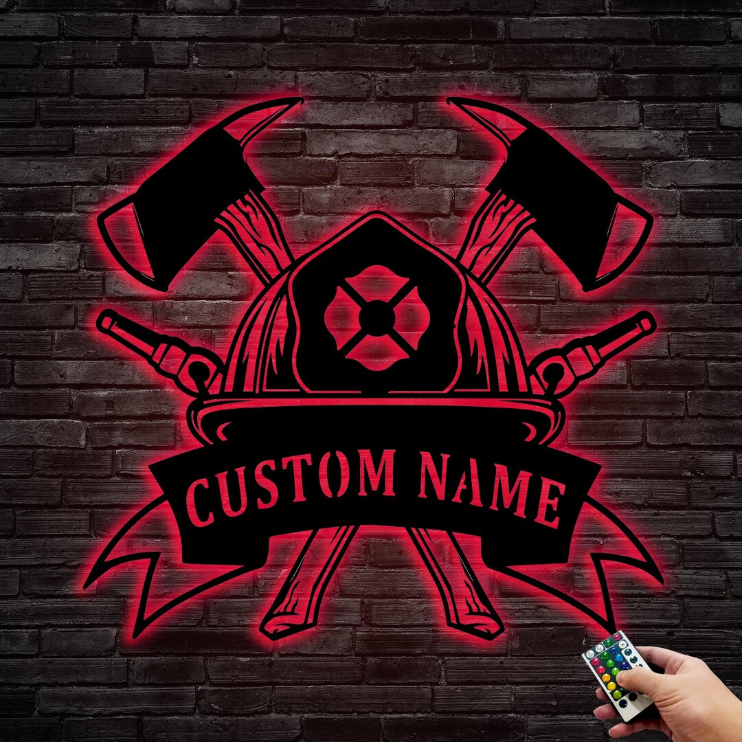 Custom Firefighter Metal Wall Sign, Personalized Fireman Wall Decor ...