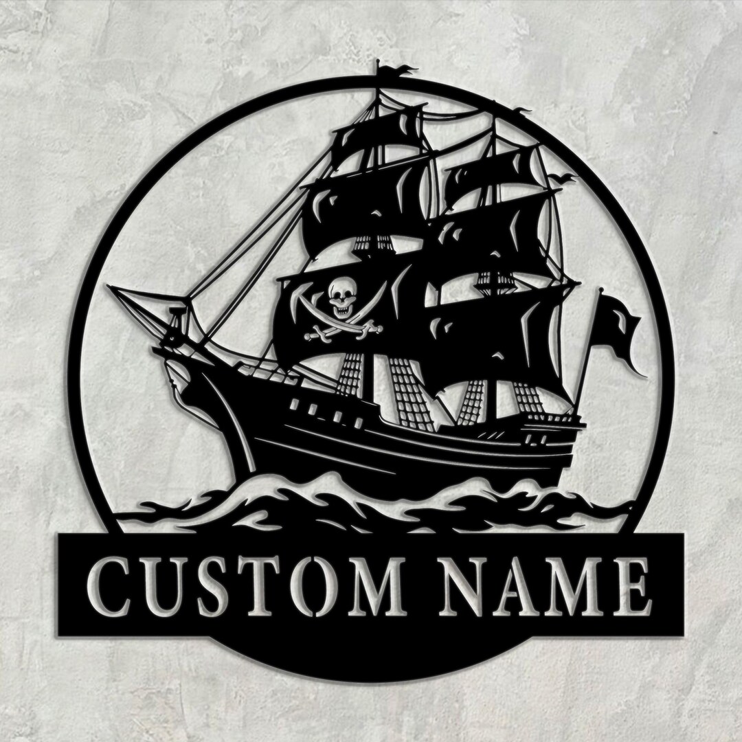 Customizable Metal Pirate Ship Signs, Pirate Ship Pattern Nameplates ...
