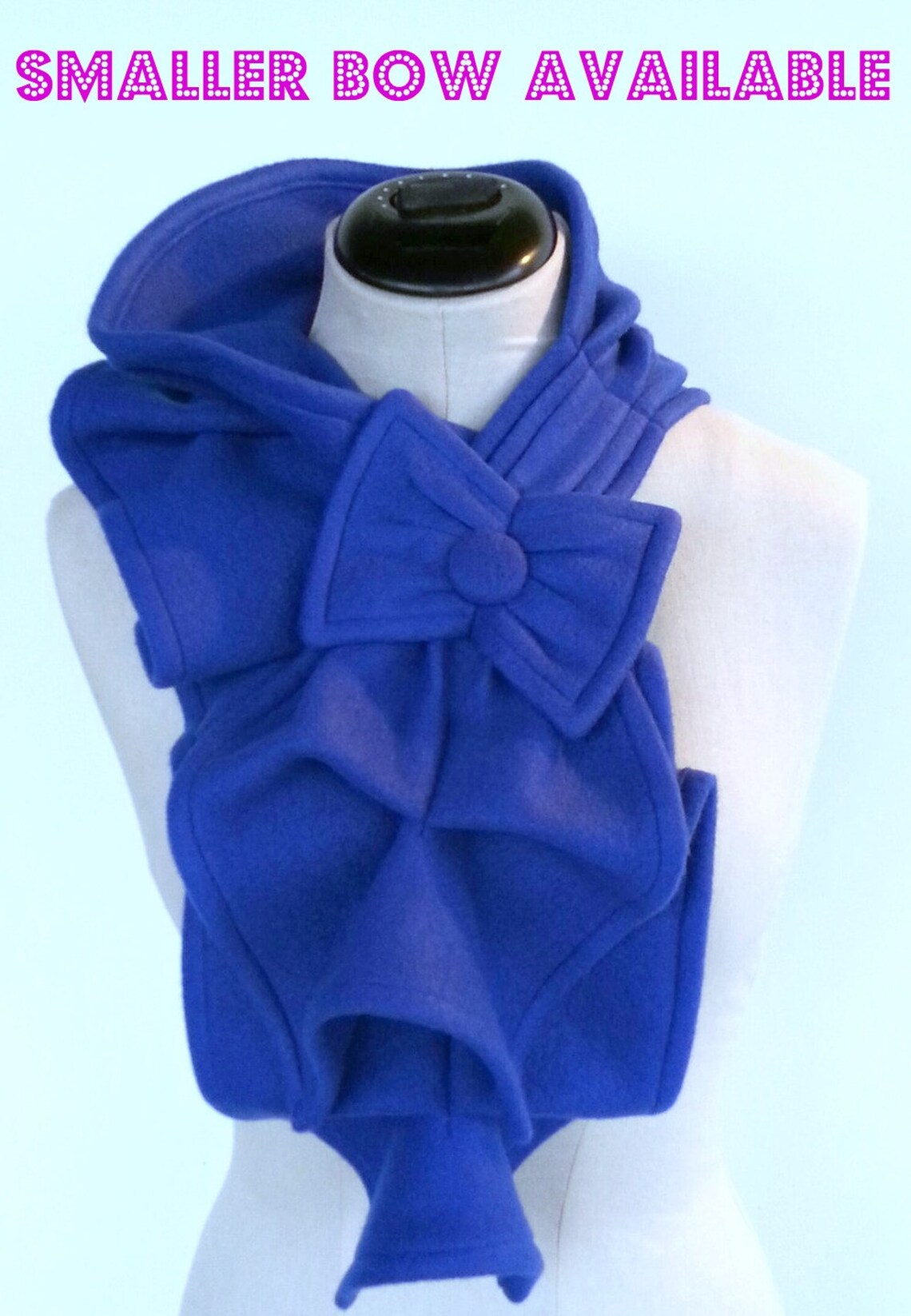 Ruffled Bow Scarf - Fleece Fluorescent/ Neon Pink - Made to Order - Etsy