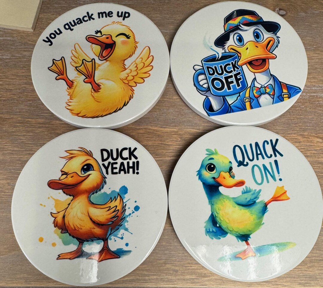 Set of 4 Ceramic Duck Coasters - Etsy