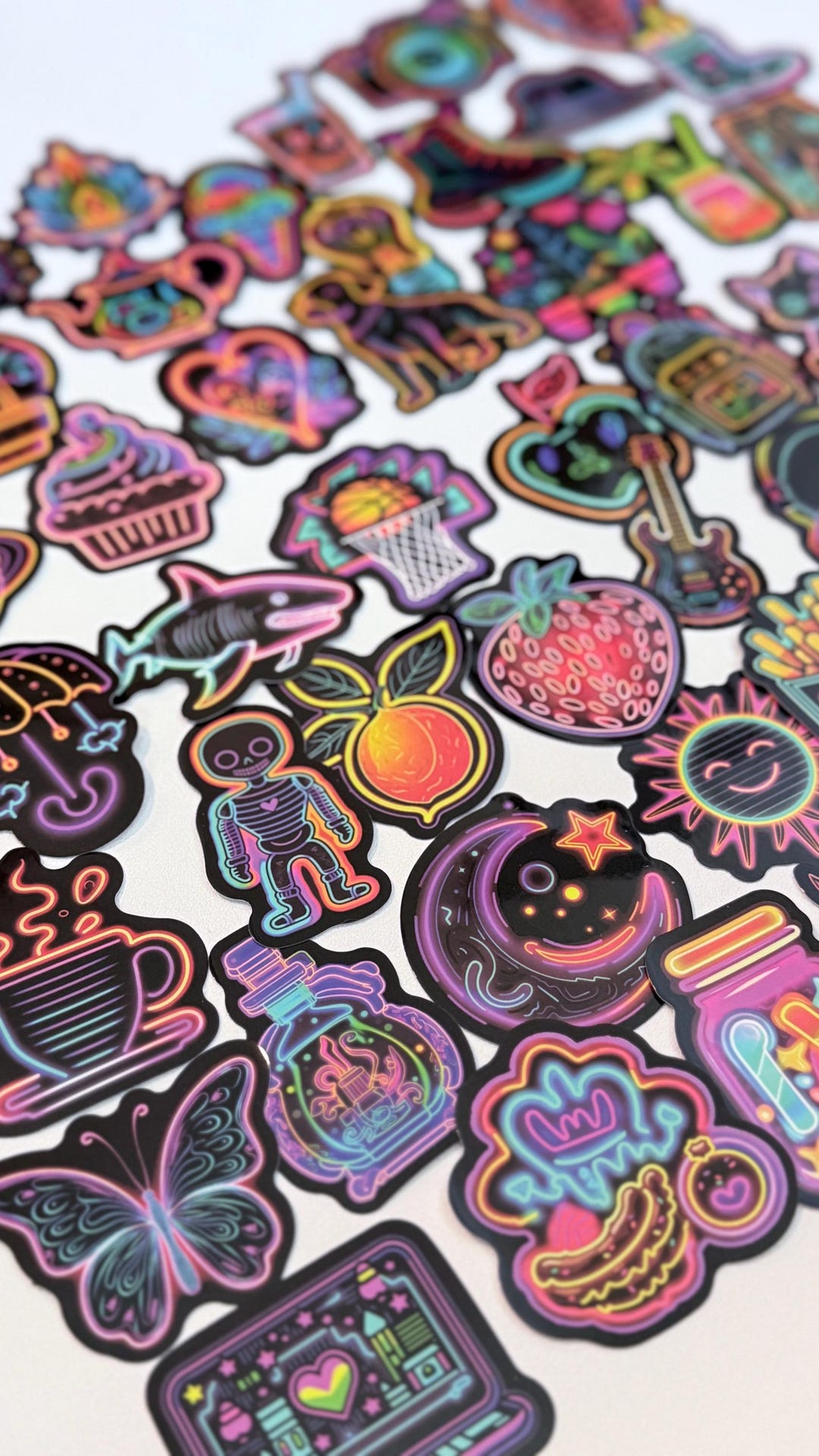 50 Rainbow Edge Doodle Stickers: Vibrant Vinyl Decals - Etsy