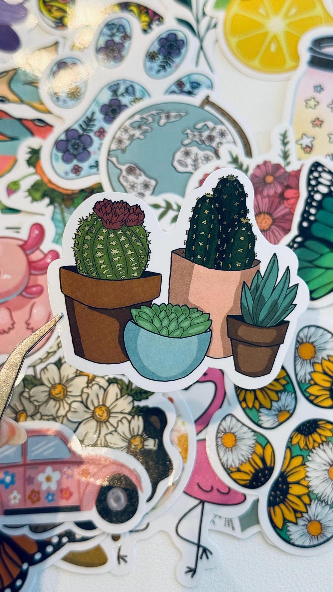 50+pcs Sticker Pack Cute Kawaii Vinyl Stickers - Reusable, Self ...