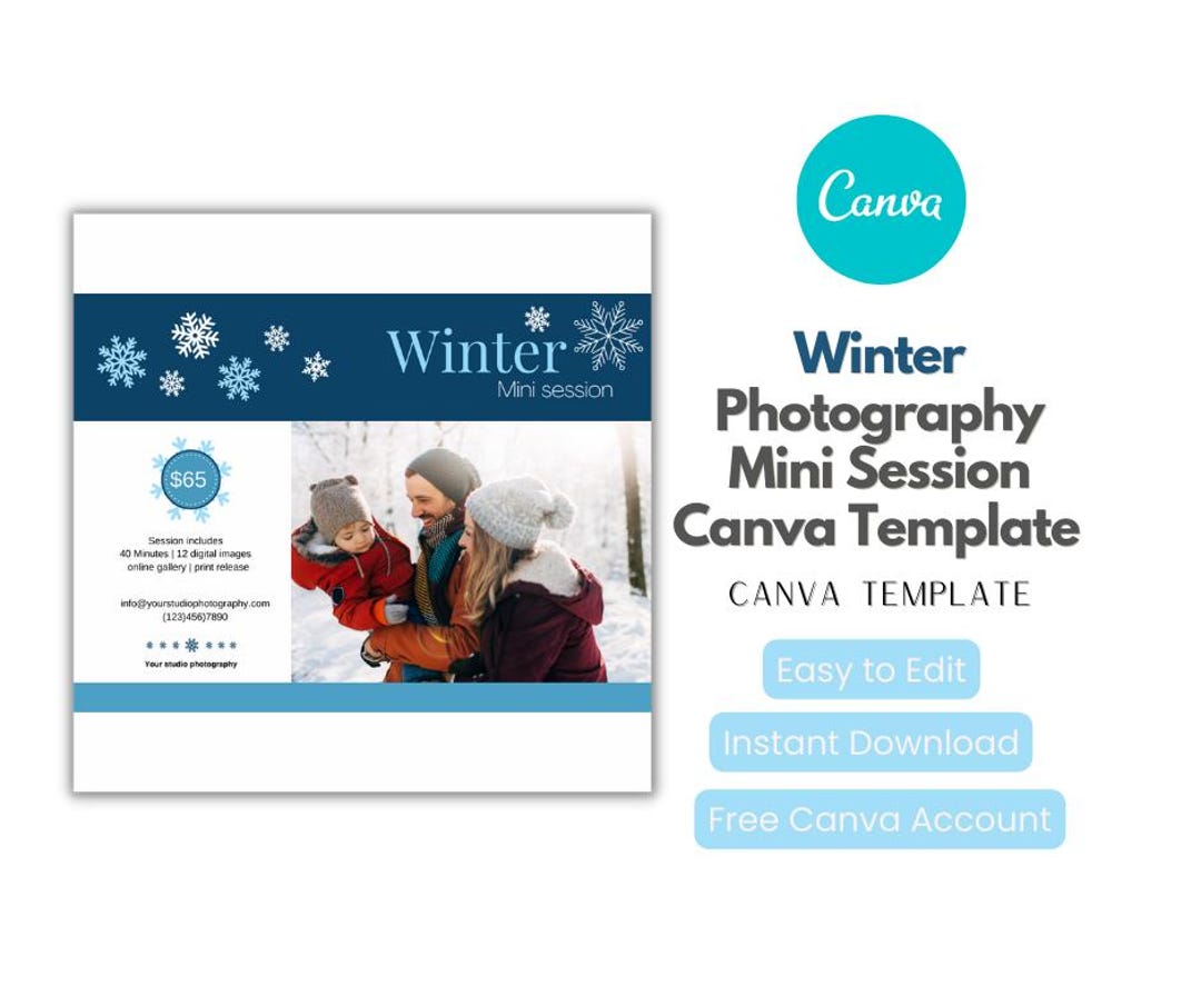Winter Photography Mini Session Canva Template 2, Photography Promo ...