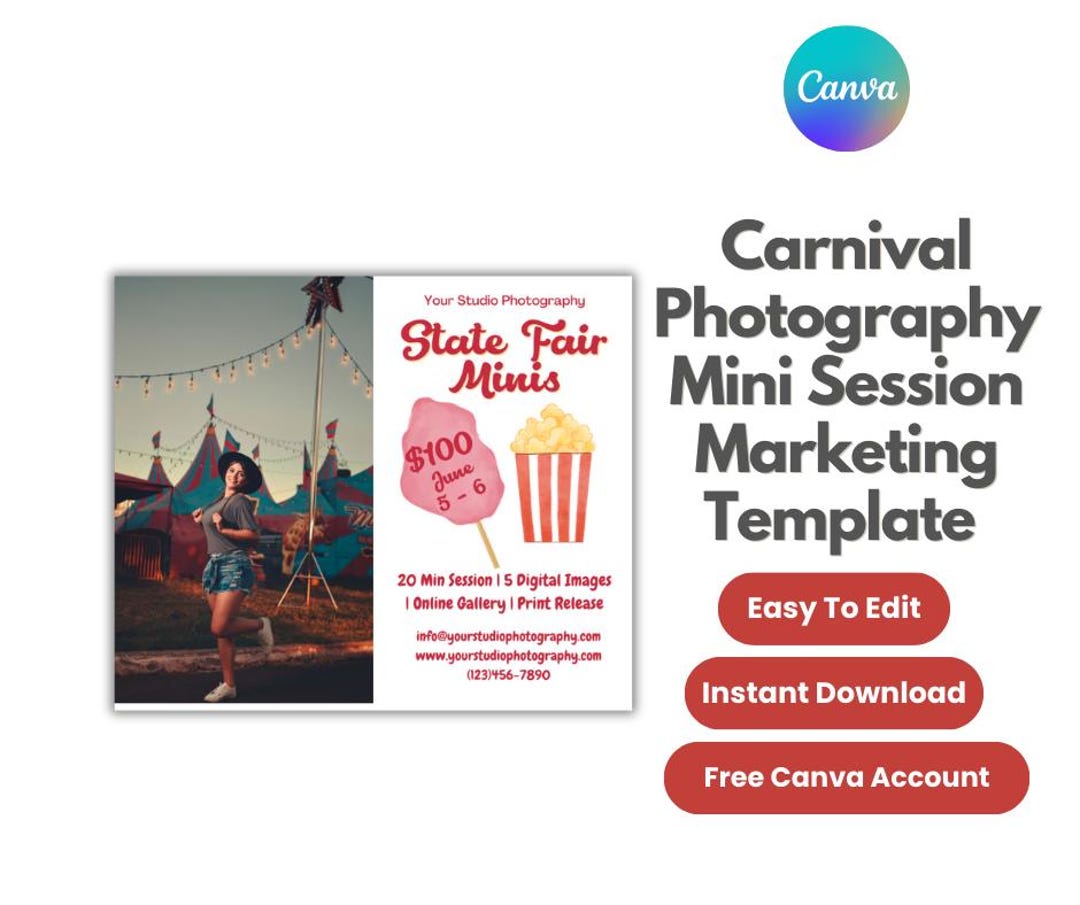 Carnival Photography Mini Session Marketing Template, State Fair Mini ...