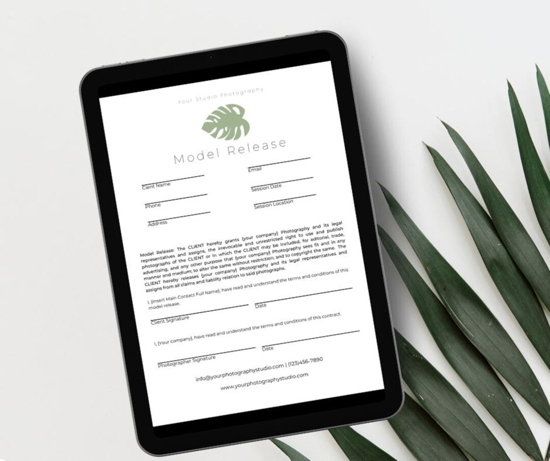 Model Release Form Canva Template, Photography Business Form Template ...