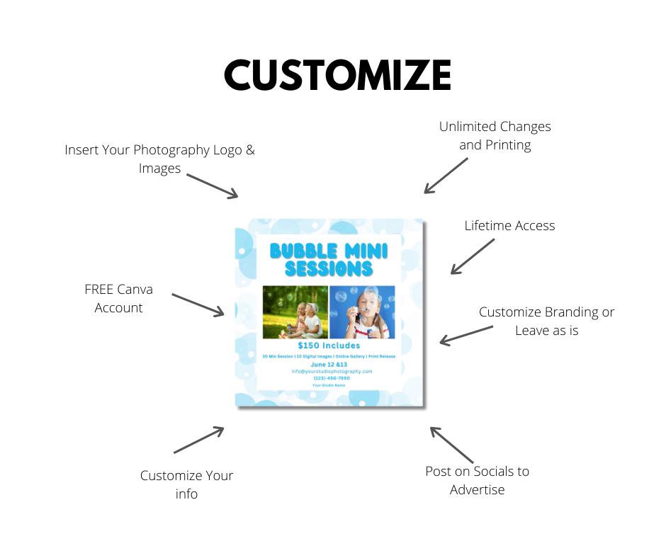 Bubble Mini Session Marketing Template Bundle for Photographers, Bubble ...