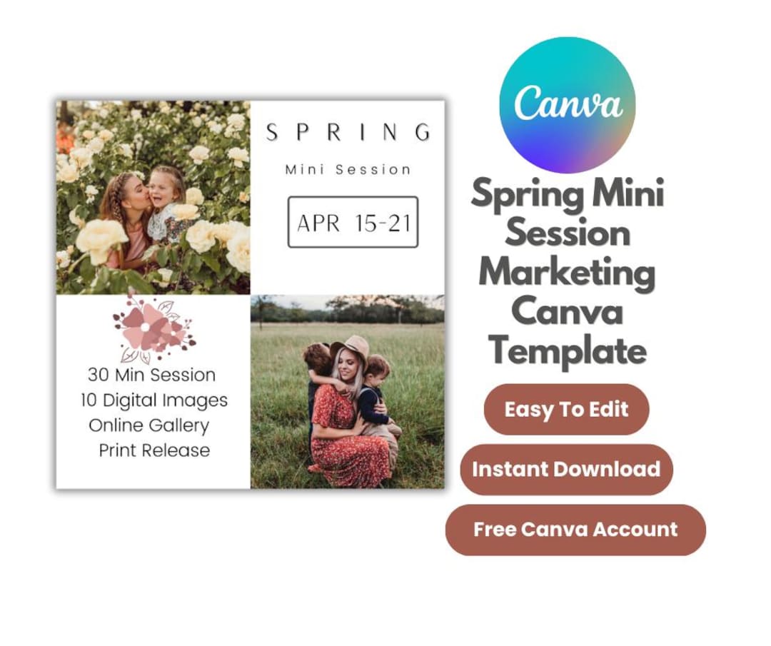 Spring Mini Session Marketing Canva Template, Spring Photography Mini ...
