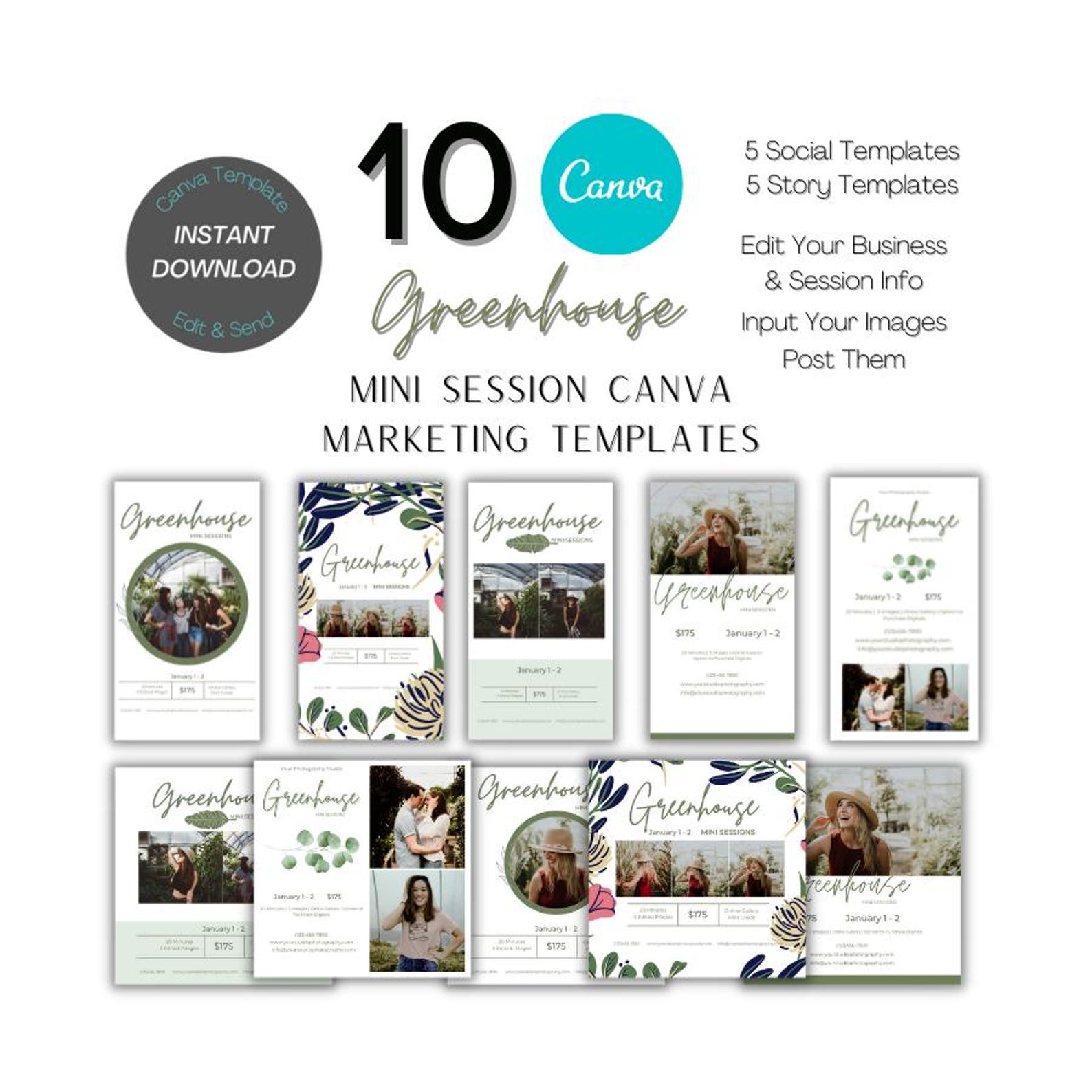Greenhouse Mini Session Marketing Templates, Green House Mini Session ...