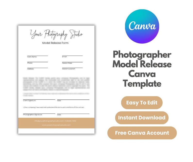 Model Release Form Canva Template, Photography Business Form Template ...