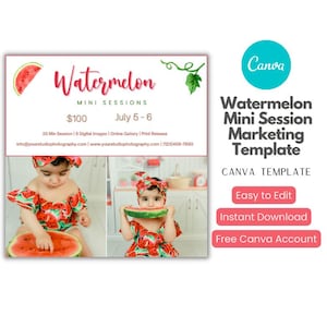 Watermelon Mini Session Marketing Template Bundle for Photographers ...