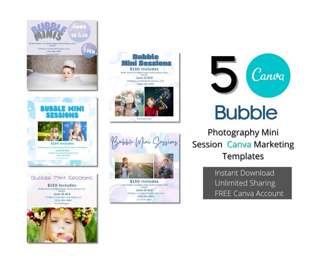 Bubble Mini Session Marketing Template Bundle for Photographers, Bubble ...