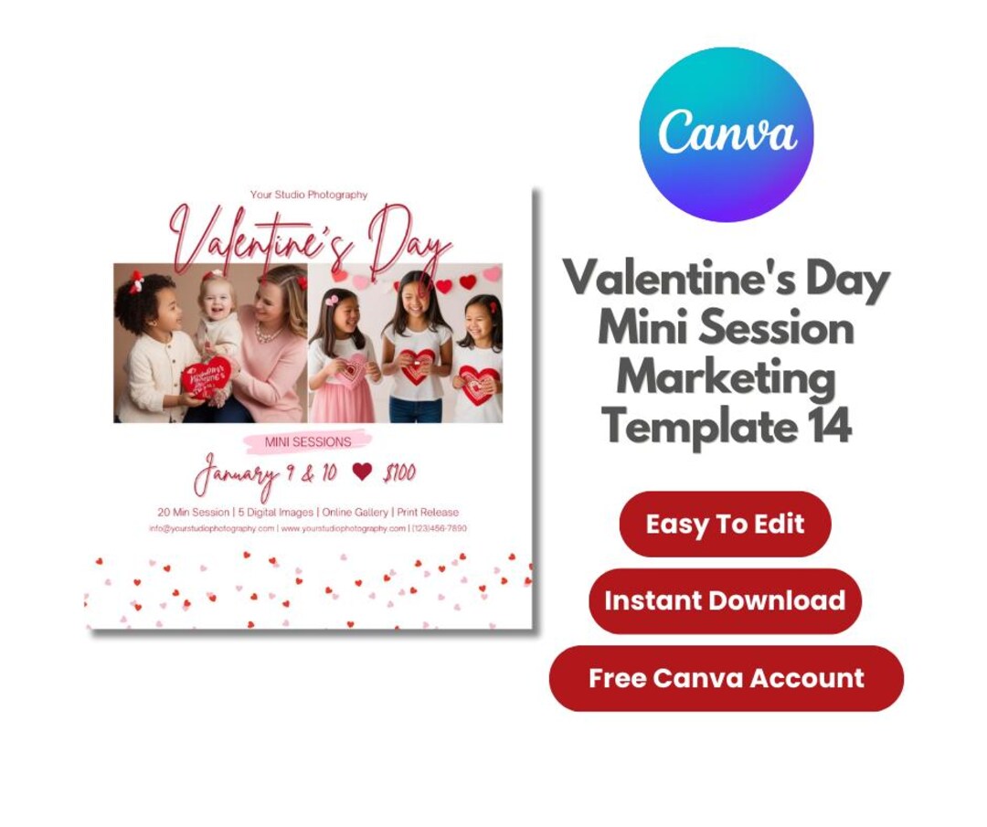 Valentine's Day Mini Session Marketing Template 14, Photography ...
