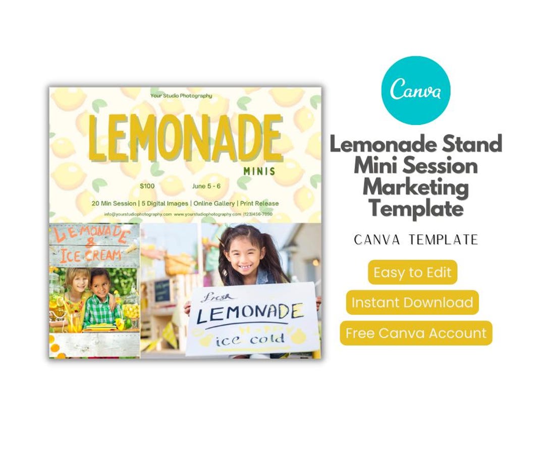 Lemonade Stand Mini Session Template for Photographers, Lemonade Mini ...