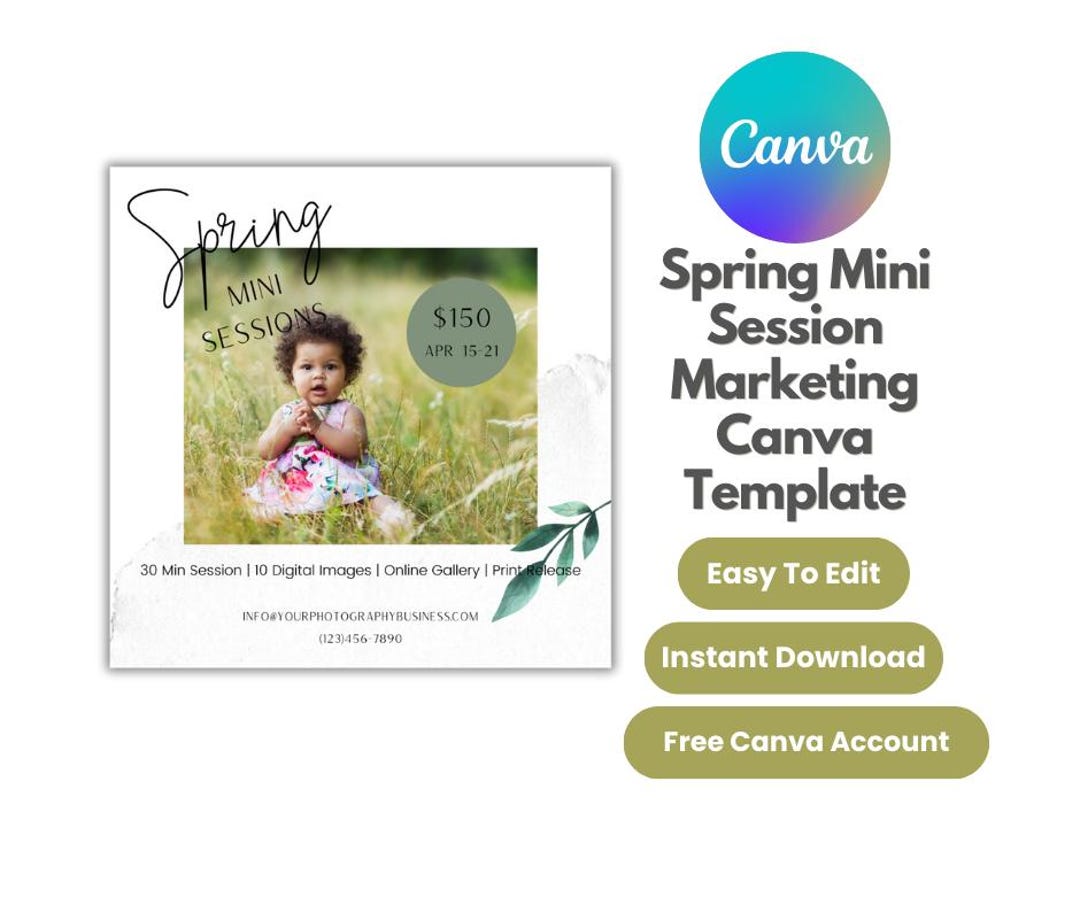 Spring Mini Session Marketing Canva Template, Spring Photography Mini ...