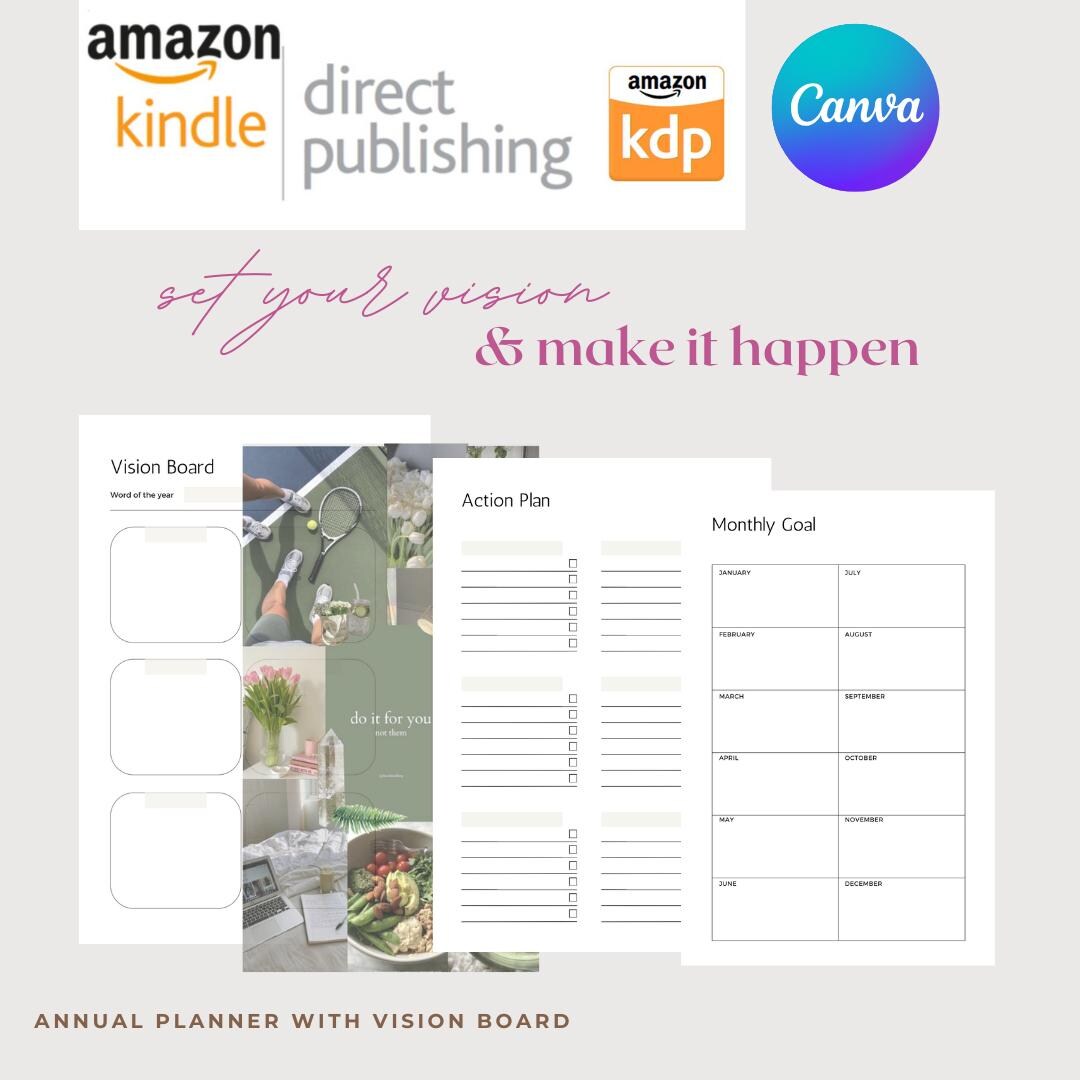 PDF Canva: 2025 Monthly Weekly Daily Planner Vision Board amazon KDP - Etsy