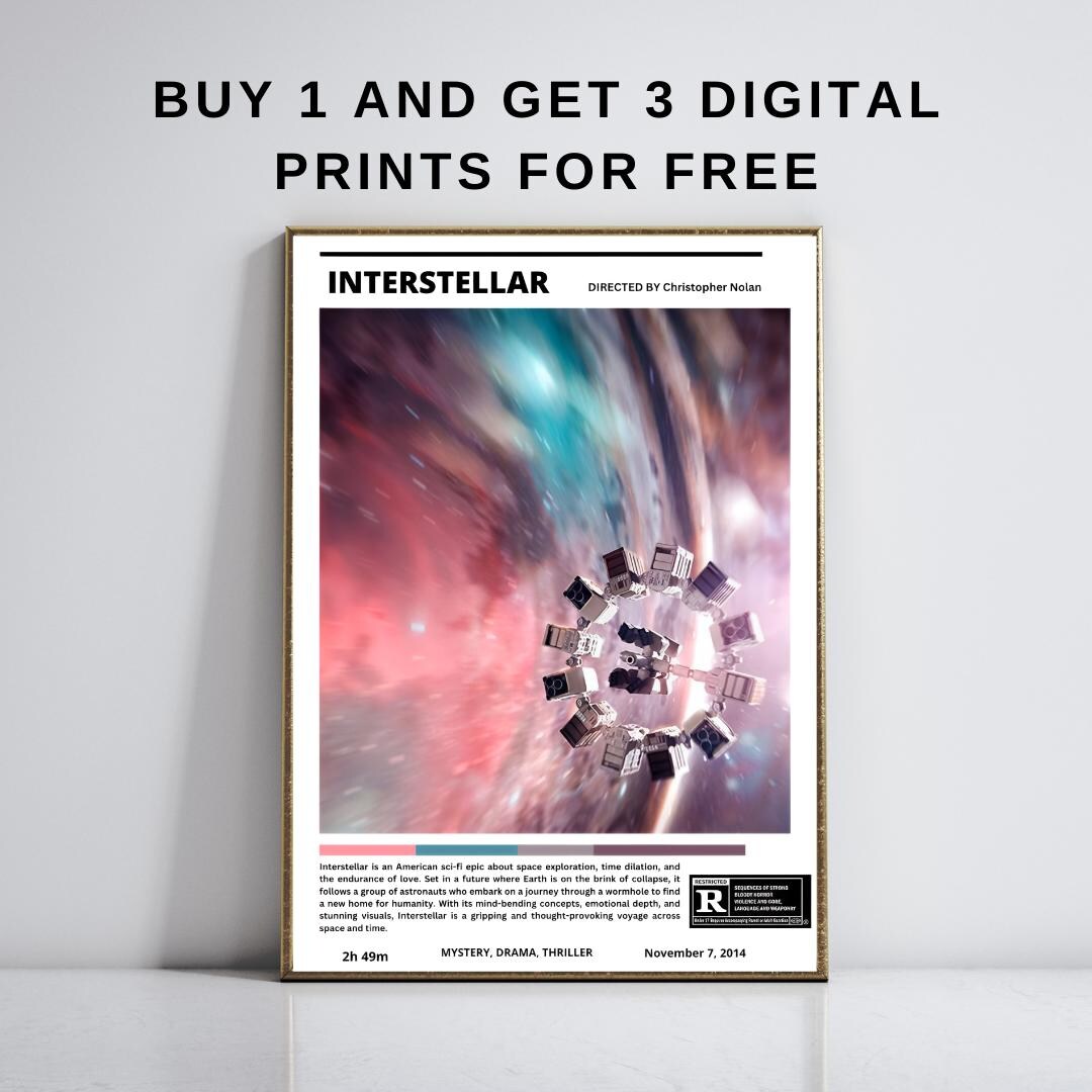 Interstellar Movie Poster Interstellar Wall Art Minimalist Wall Decor ...