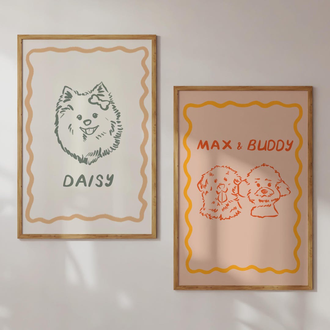 Custom Dog Portrait Custom Badly Drawn Pet Art Personalized Badly Drawn ...