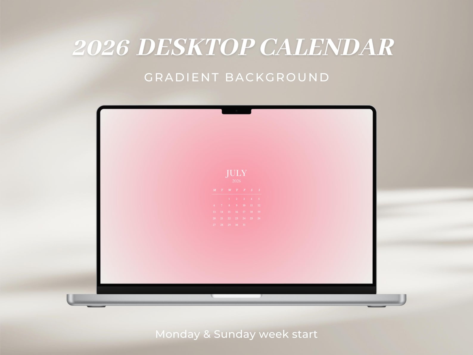 2026 Calendar for Desktop & Laptop | Pastel Aura Wallpaper | Monthly ...
