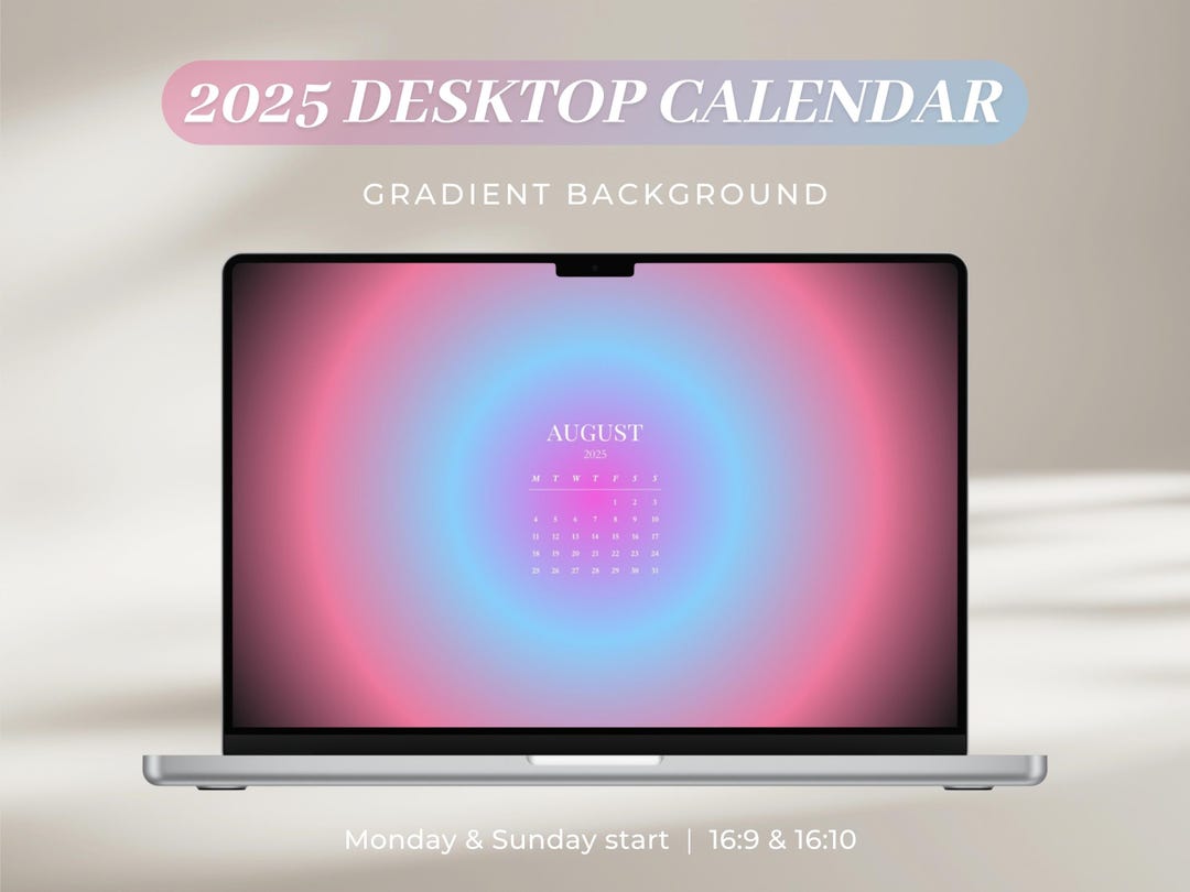 2025 Desktop Calendar, Gradient Aura Wallpaper, Aesthetic Monthly ...