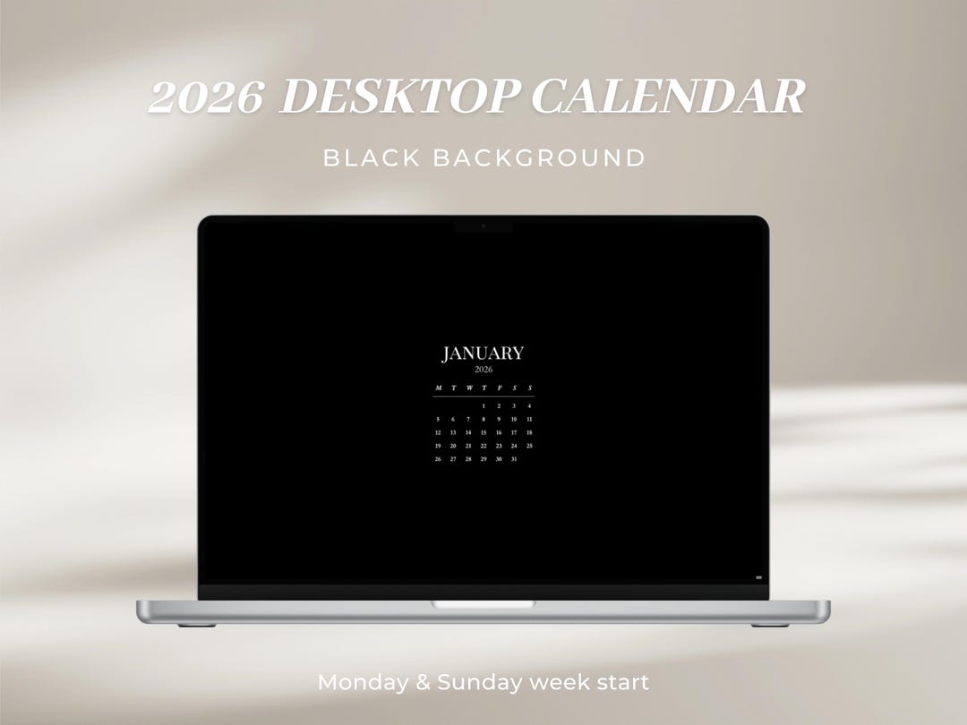 2026 Calendar for Desktop & Laptop | Minimalist Black Wallpaper ...