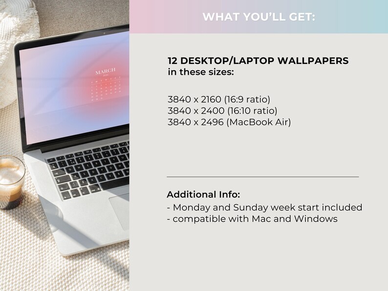2026 Calendar for Desktop & Laptop | Gradient Aura Wallpaper | Monthly ...