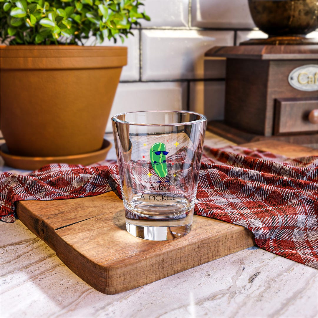 Funny Pickle Shot Glass, 1.5oz, in a Bit of a Pickle, Pickle Humor ...