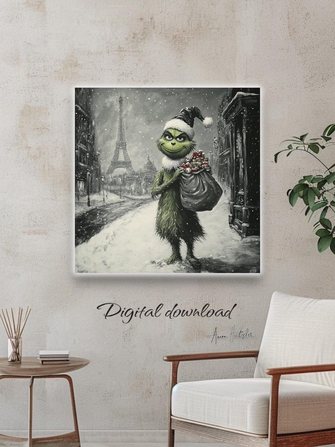 Black and White Portrait of the Grinch in Paris With on Christmas 2024 ...