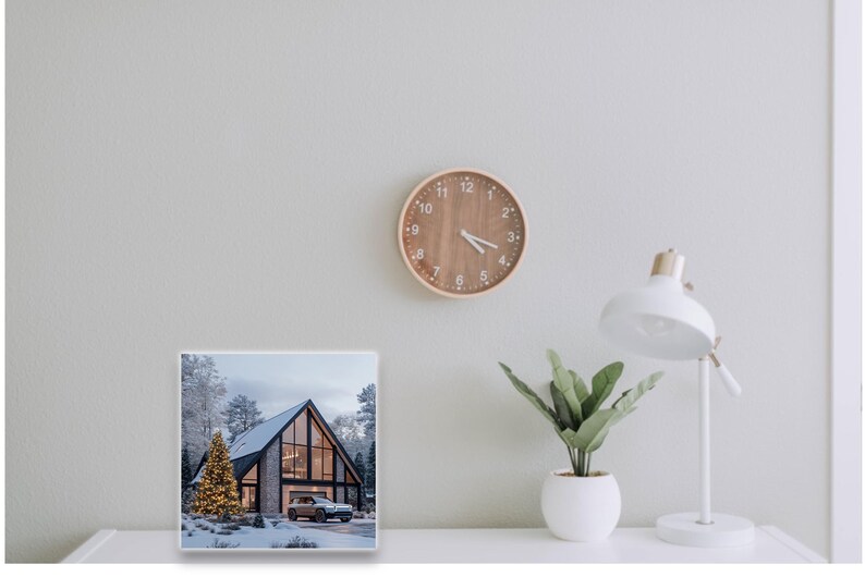 Rivian at Modern A Frame Cabin on Christmas Art 2024 Digital Art Print ...