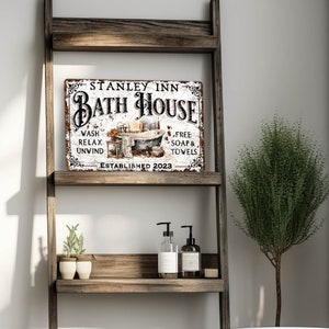 Personalized Custom BATH HOUSE Metal Bathroom Sign Decoration Modern ...