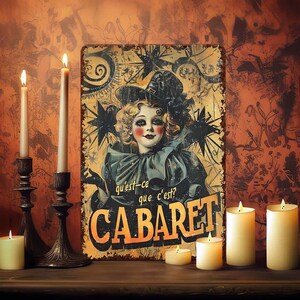 Vintage Victorian Cabaret Mantle Decor - Metal Sign Decoration Antique ...