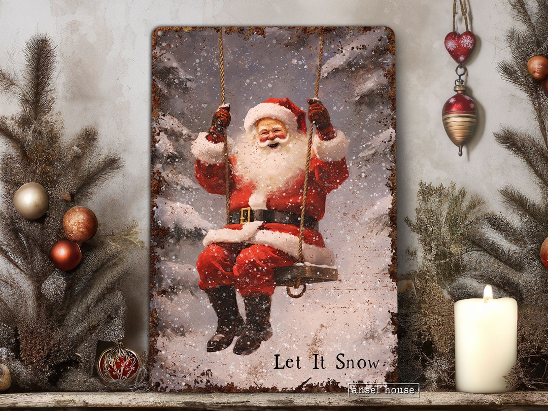 Victorian Santa Swinging on a Swing Primitive Christmas Decor Sign ...