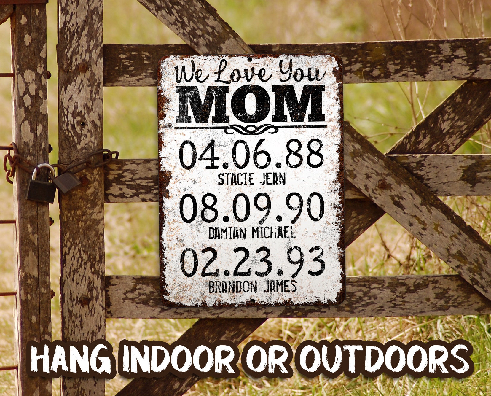 Mothers Day Gift Mom Sign With Kids Names and Birthdays Metal | Etsy