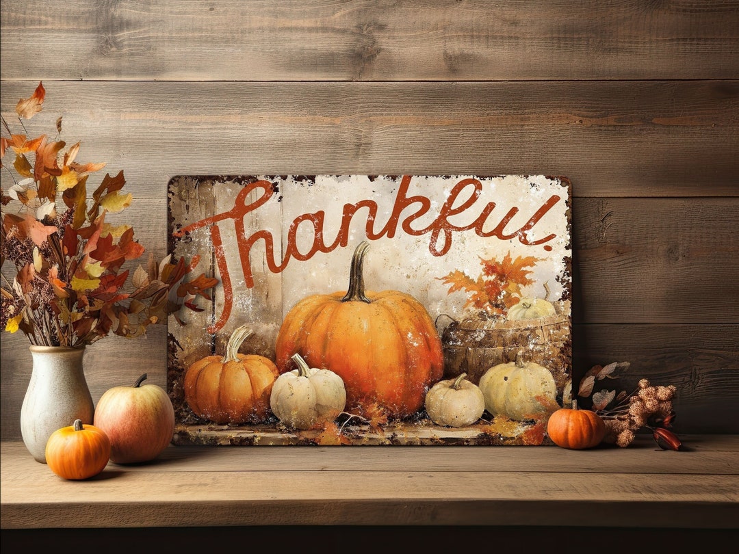 Thanksgiving Wall Decor Mantle Art Rustic Metal Sign - Indoor -outdoor ...