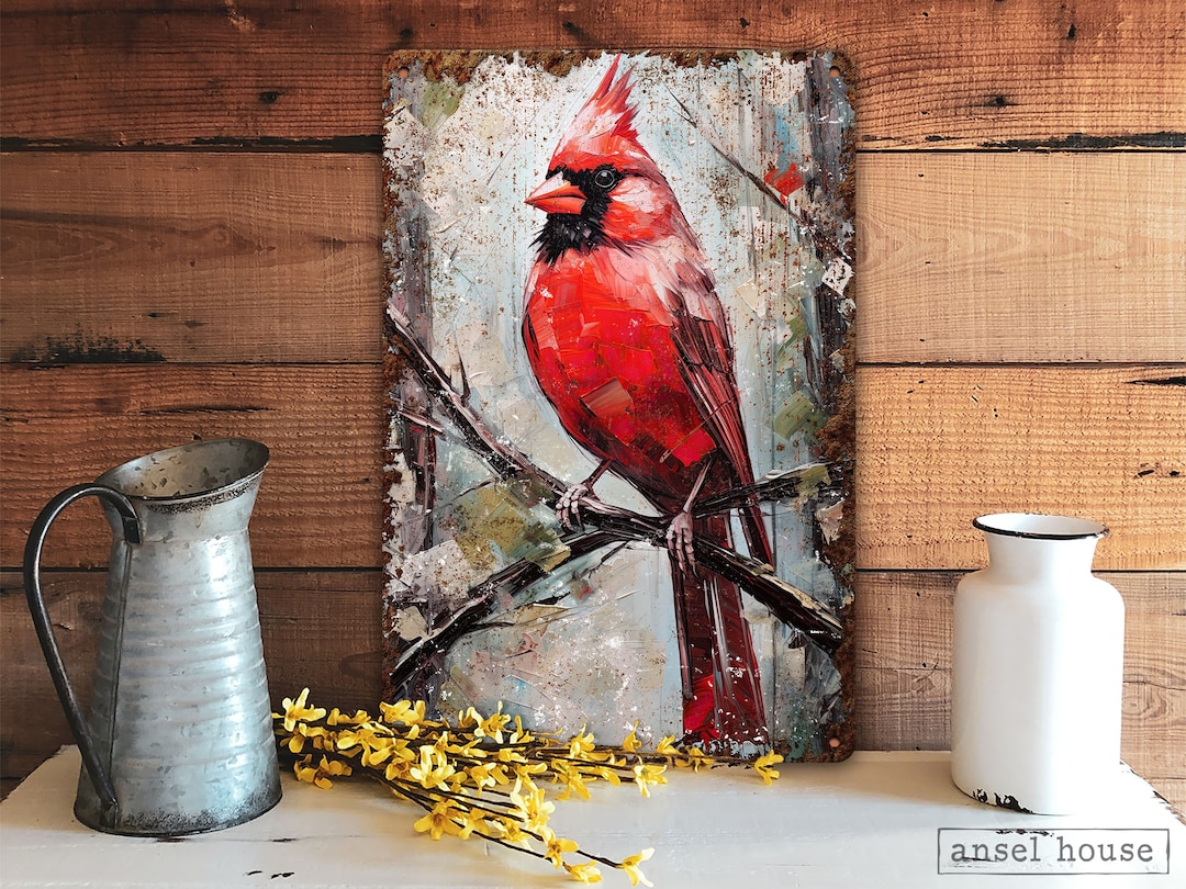 Male Cardinal Wall Decor Metal Sign Christmas Wall Art Mantle ...