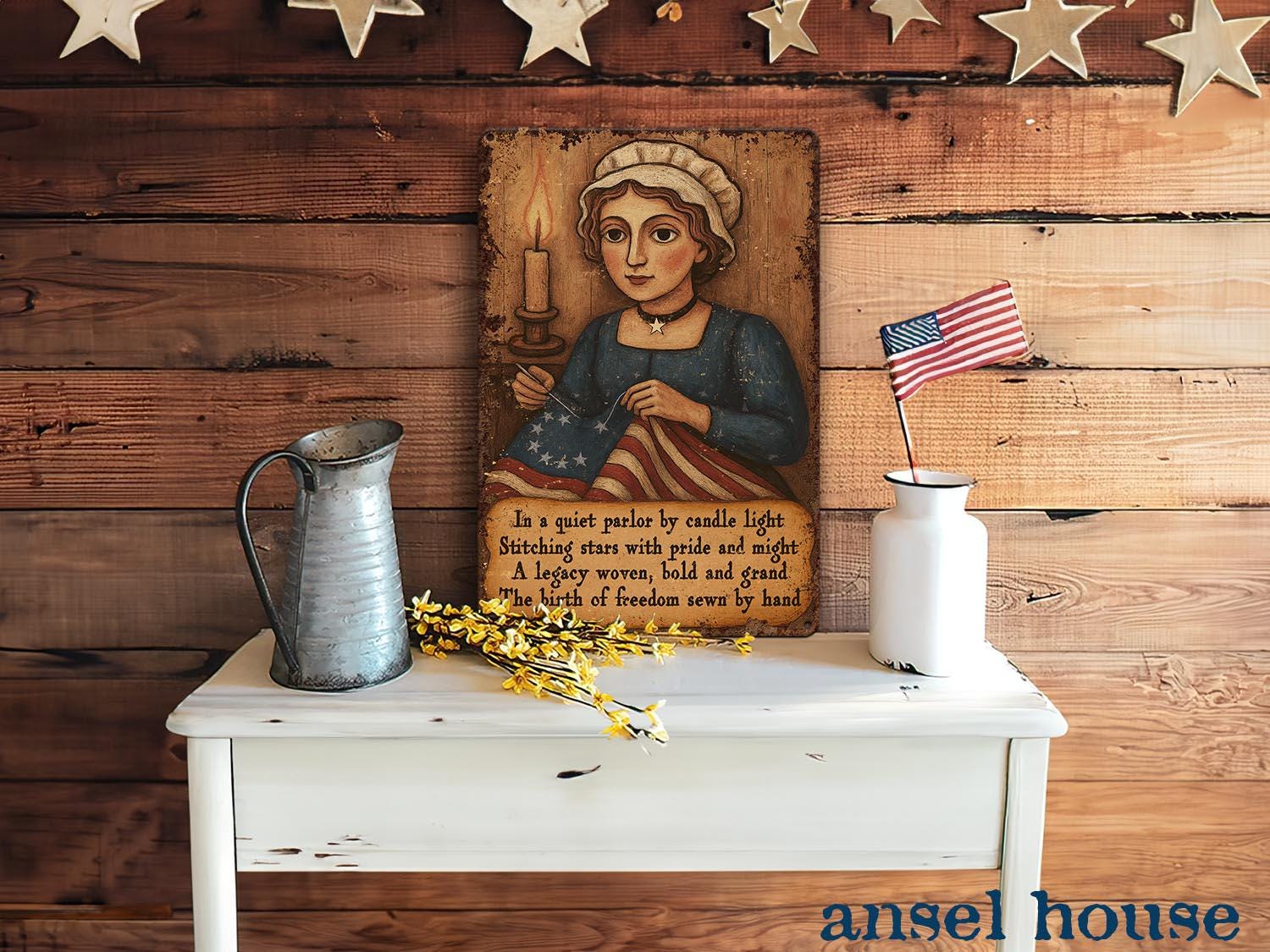Primitive Rustic 4th of July Decor - Printed Metal Art Sign Vintage ...
