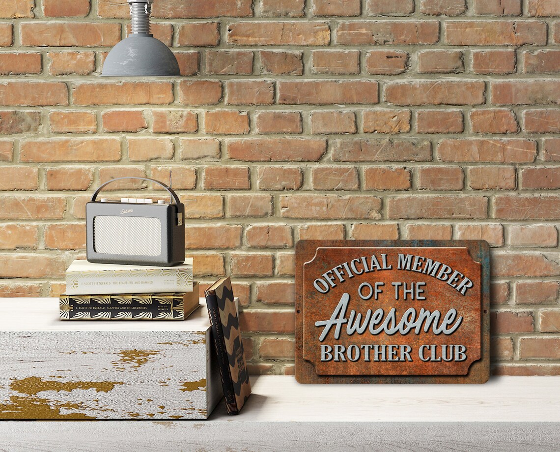 Awesome Brother Club Rusty Metal Garage Sign Housewarming | Etsy