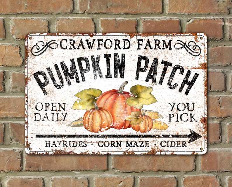 Custom Pumpkin Patch Farm Metal Sign Personalized Family Porch | Etsy