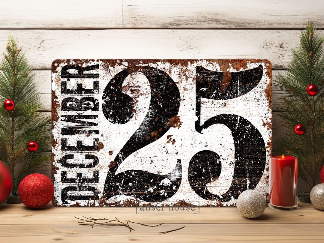 December 25 Number Date Christmas Metal Sign Decoration Modern ...