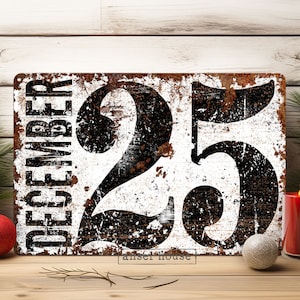 December 25 Number Date Christmas Metal Sign Decoration Modern ...
