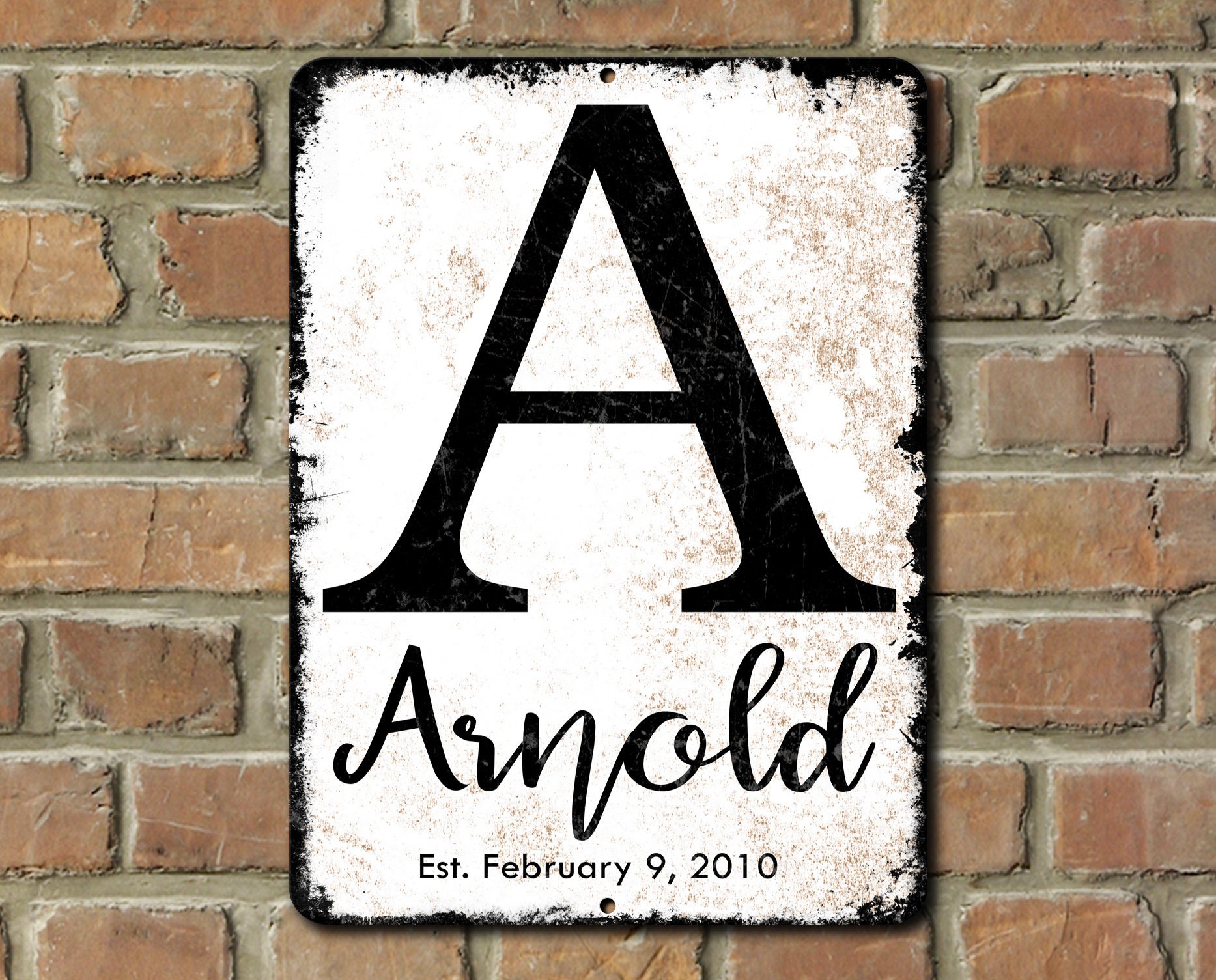 Custom Last Name With Initial and EST Date Aluminum Tin Metal | Etsy