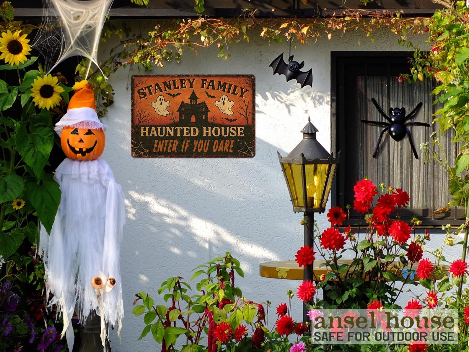 Custom Halloween Haunted House Metal Sign – Primitive Rustic ...