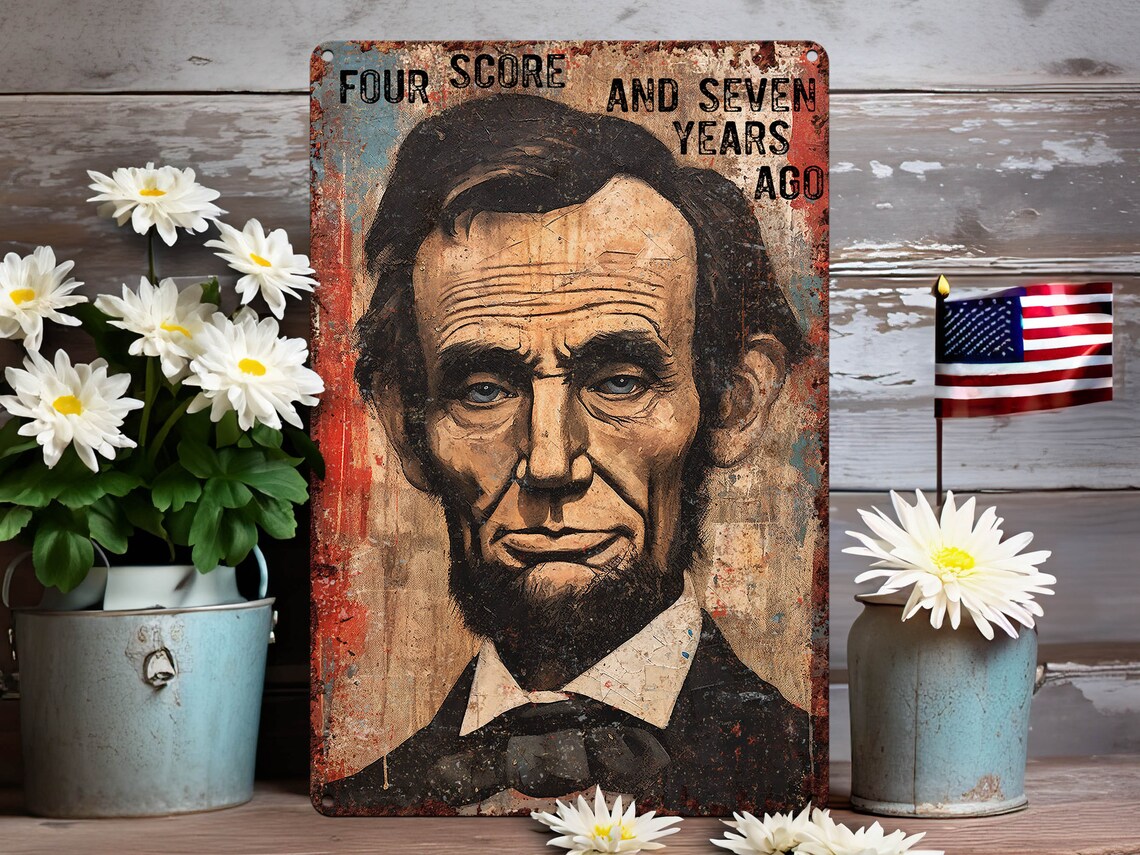 Primitive Rustic Abraham Lincoln Americana Art Sign Decor - Metal Folk ...
