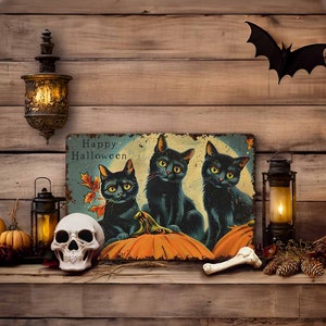 Primitive Halloween Decor Metal Sign Decoration Antique Rustic ...