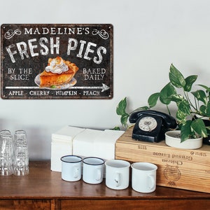 Custom FRESH PIES Metal Sign Personalized Name Porch Patio Door ...