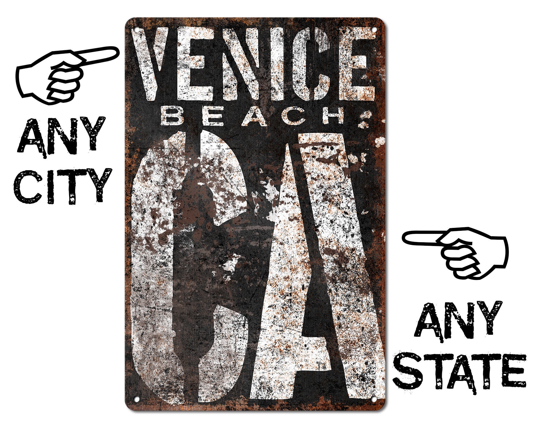 Metal CALIFORNIA Wall Art Sign Personalize Any City or State | Etsy