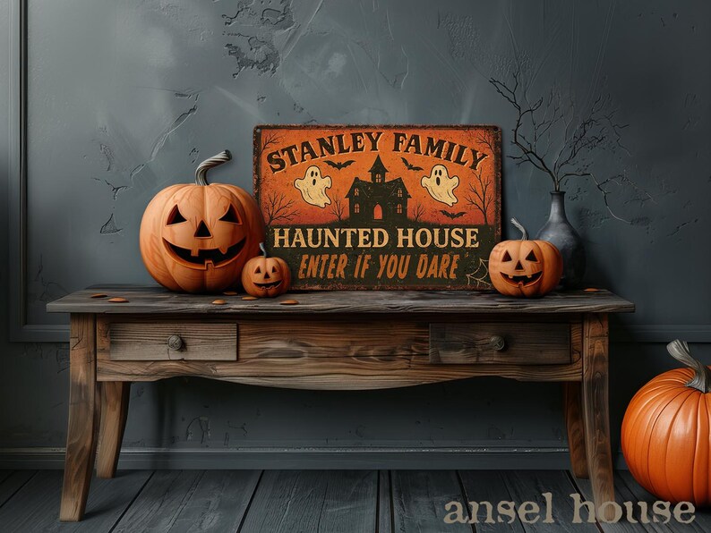 Custom Halloween Haunted House Metal Sign – Primitive Rustic ...