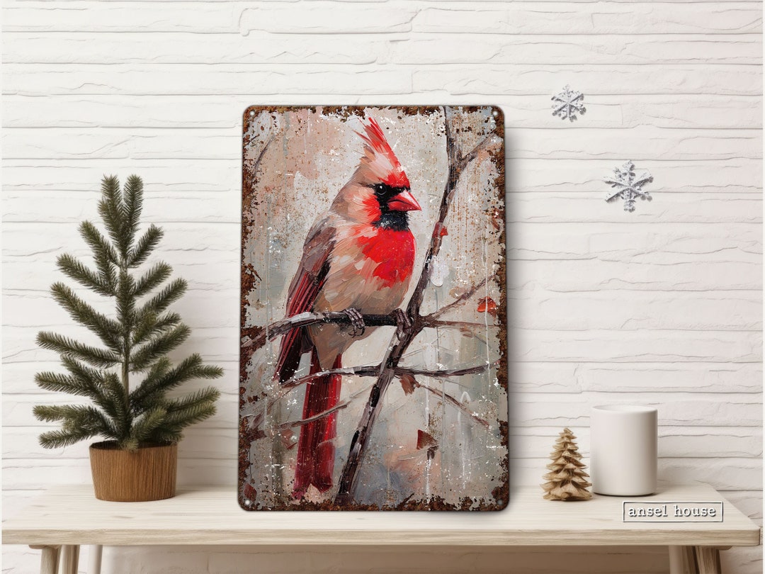 Female Cardinal Wall Decor Metal Sign Christmas Wall Art Mantle ...